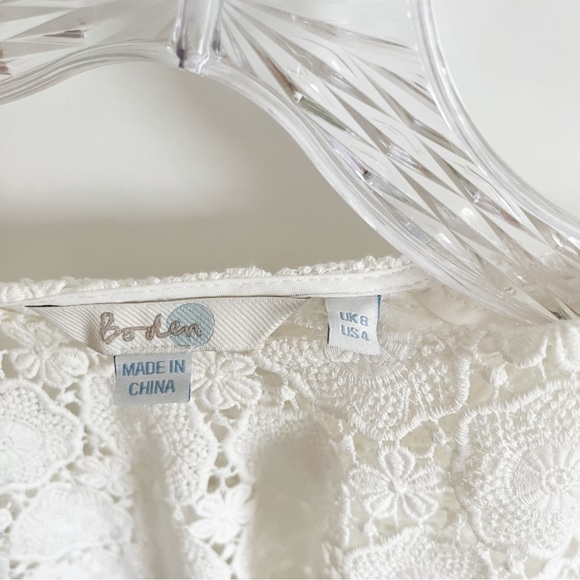 Boden | Tops | Boden Top White Cream Floral Lace Scalloped Crochet ...